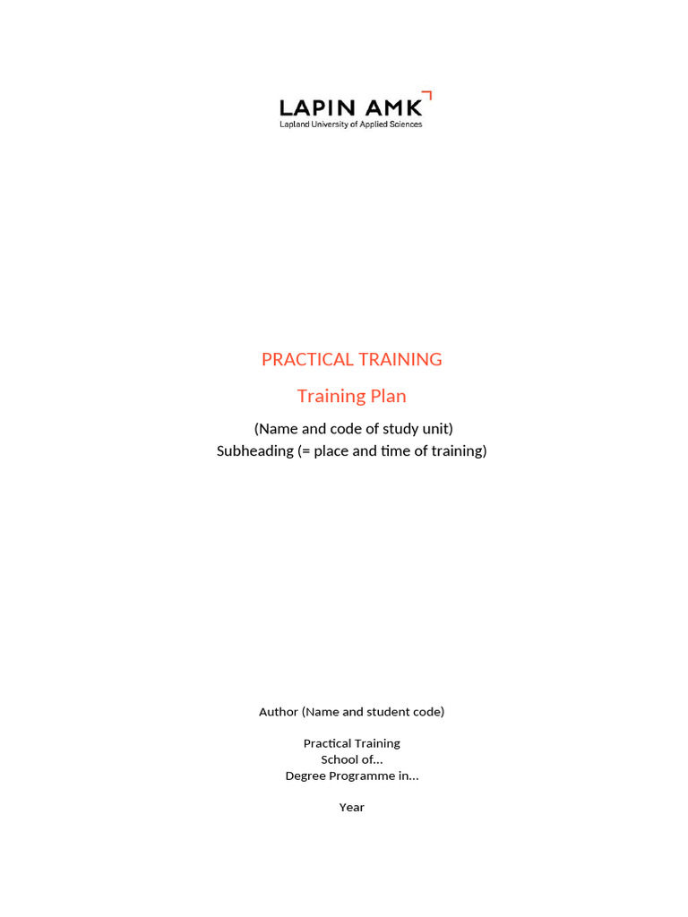 Lapland UAS Practical Training Plan | PDF | Learning | Cognition