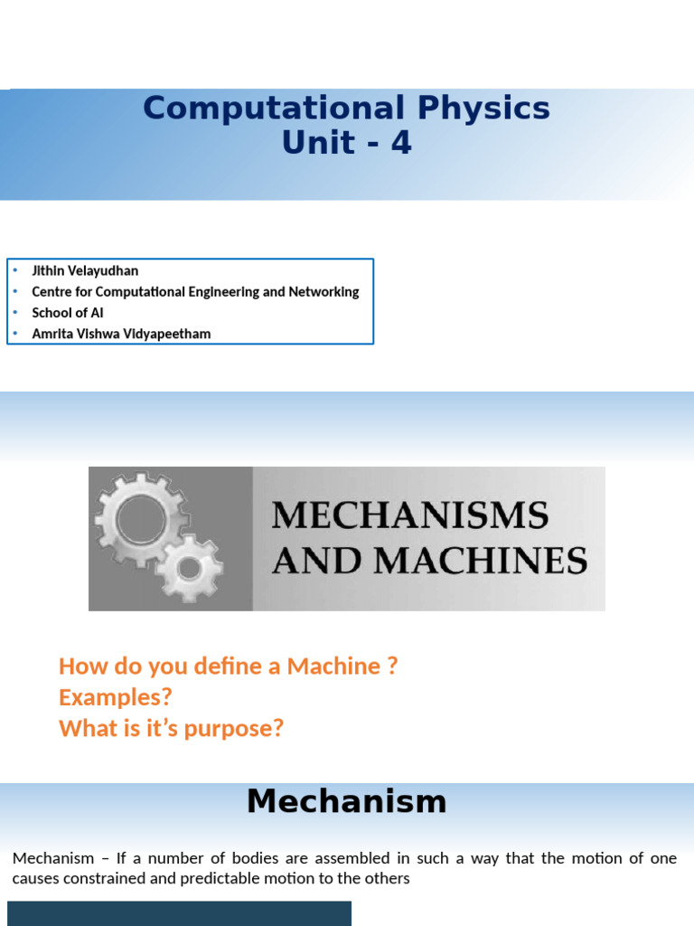 Mechanisms in Computational Physics | PDF