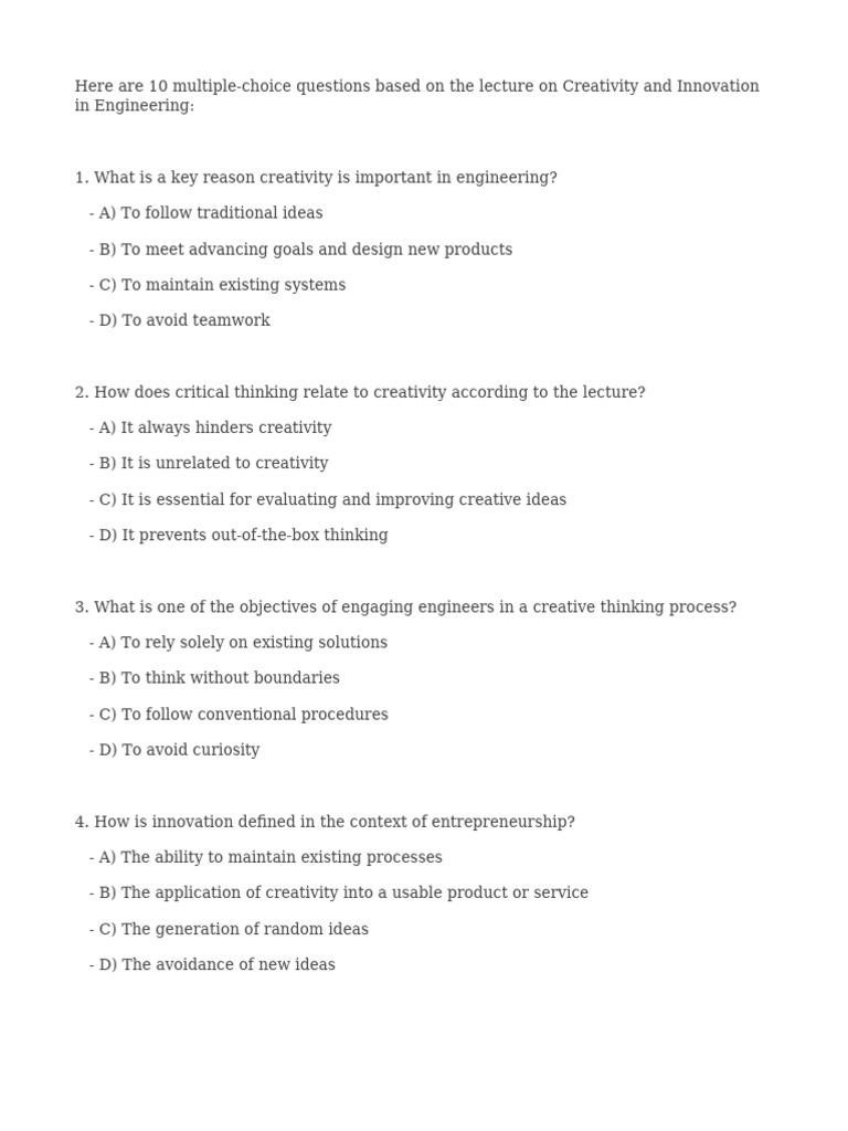 Creativity Second Assignment | PDF | Creativity | Thought