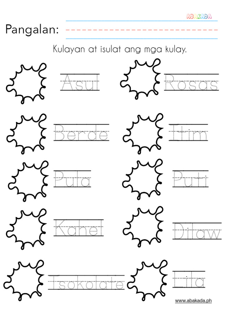Kulayanatisulatangmga Kulay Worksheet | PDF