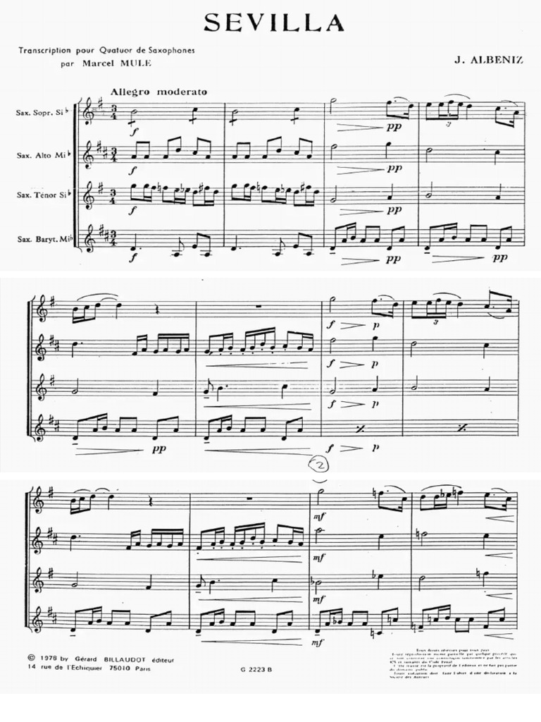 Sevilla Albeniz Guion Sax Quartet | PDF