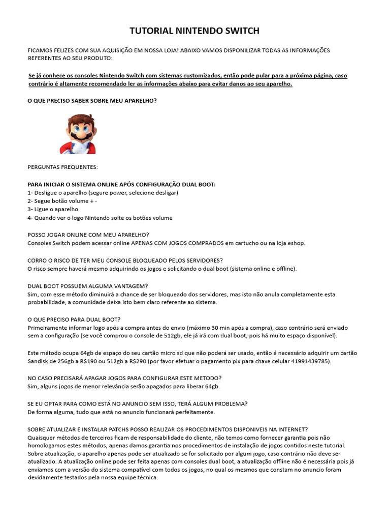 Tutorial Completo Nintendo Switch | PDF | Nintendo | Informática