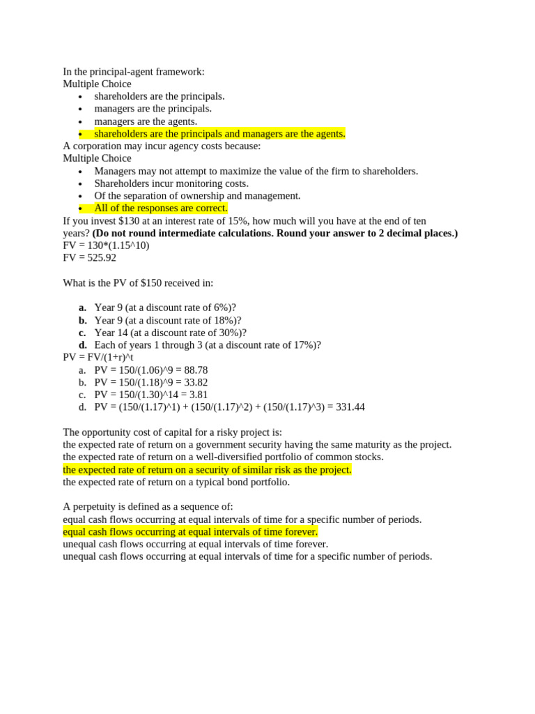 Managerial Finance Hmwrk:Quiz 4 | PDF