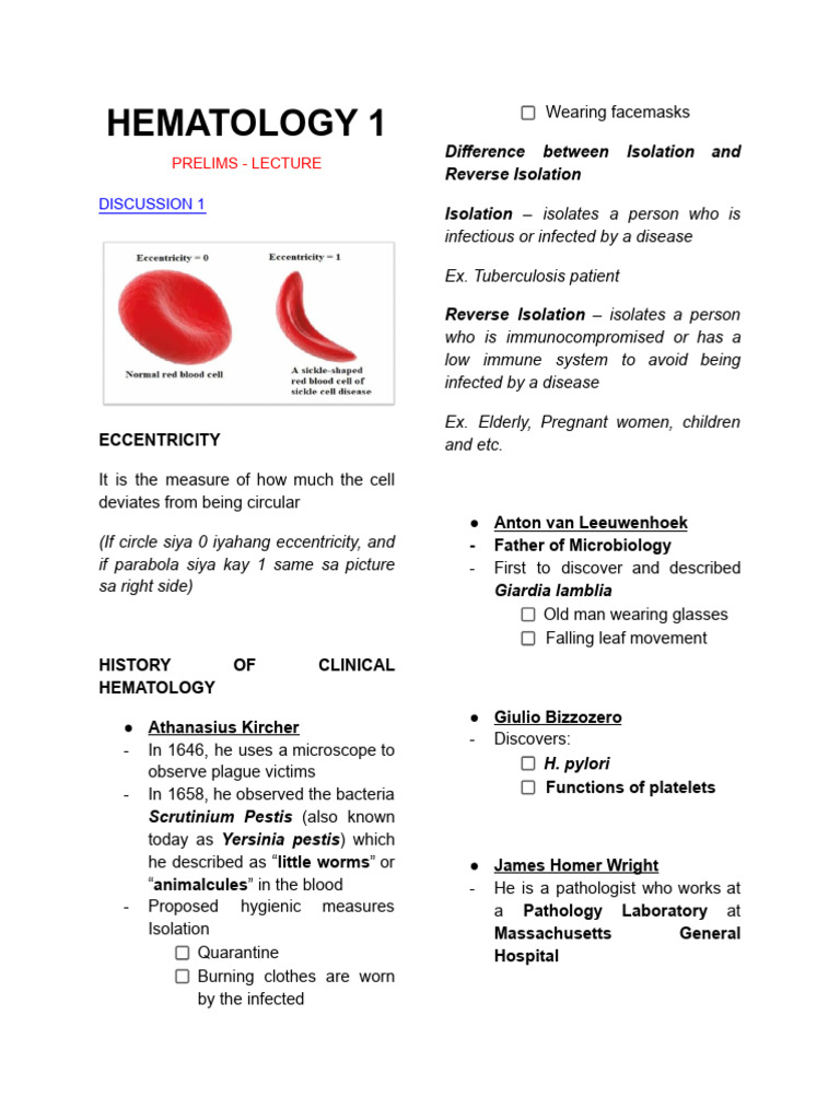 Hematology 1 (COMPLETE) | PDF | Haematopoiesis | Lymphatic System
