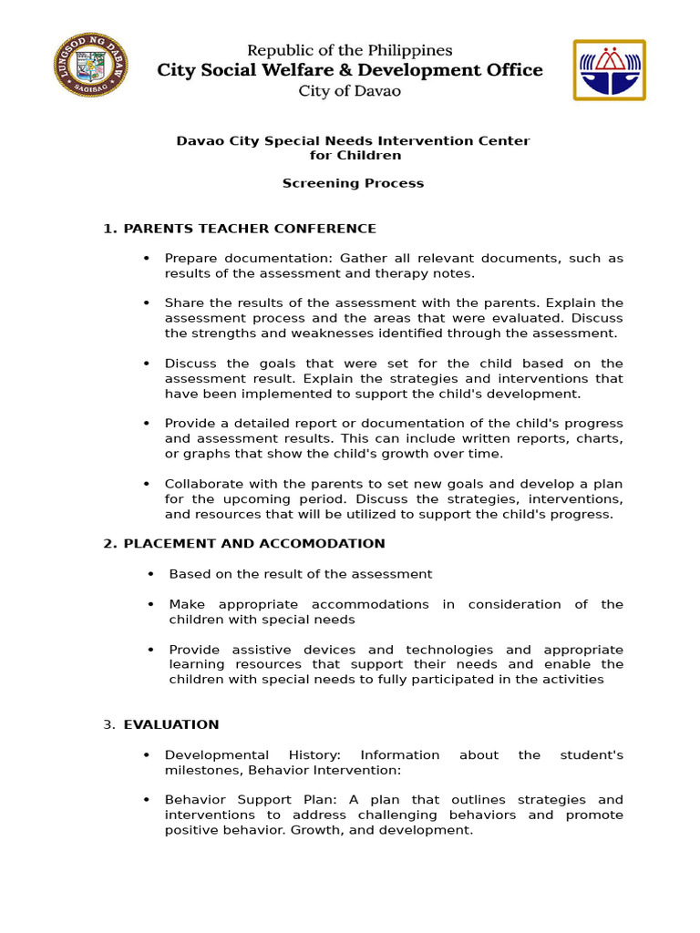 SCREENING | PDF | Individualized Education Program | Behavior Modification