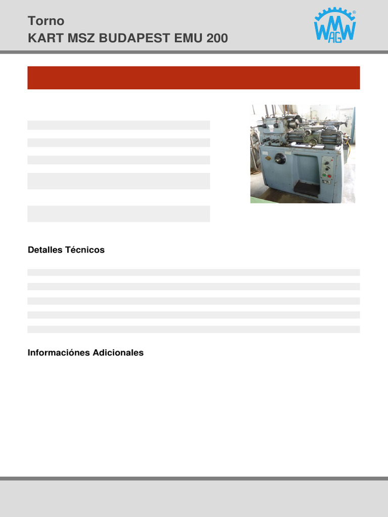 Torno KART MSZ EMU 200 en venta | PDF | Herramientas | Bienes ...