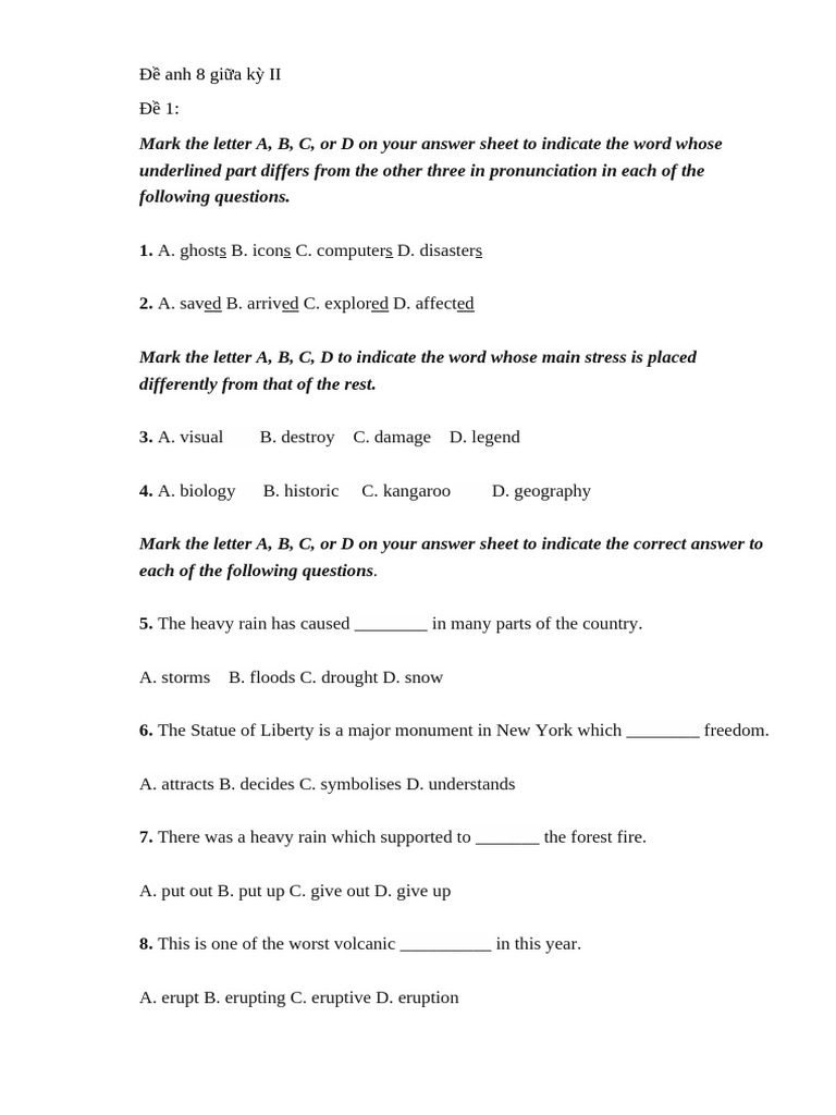 Midterm English Exam Paper for Grade 8 | PDF | Foreign Language | E ...