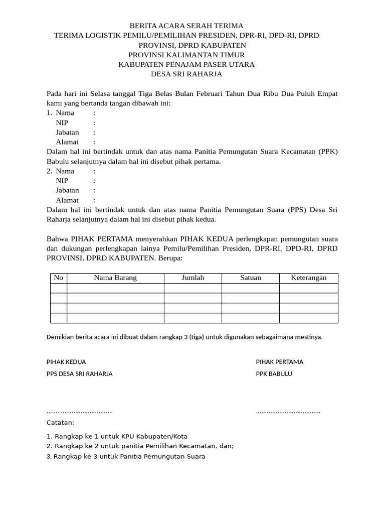 Berita Acara Serah Terima-Pps-Ppk | PDF