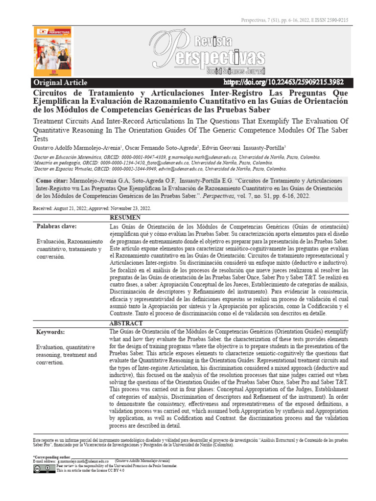 Evaluación del Razonamiento Cuantitativo en Pruebas Saber | PDF ...