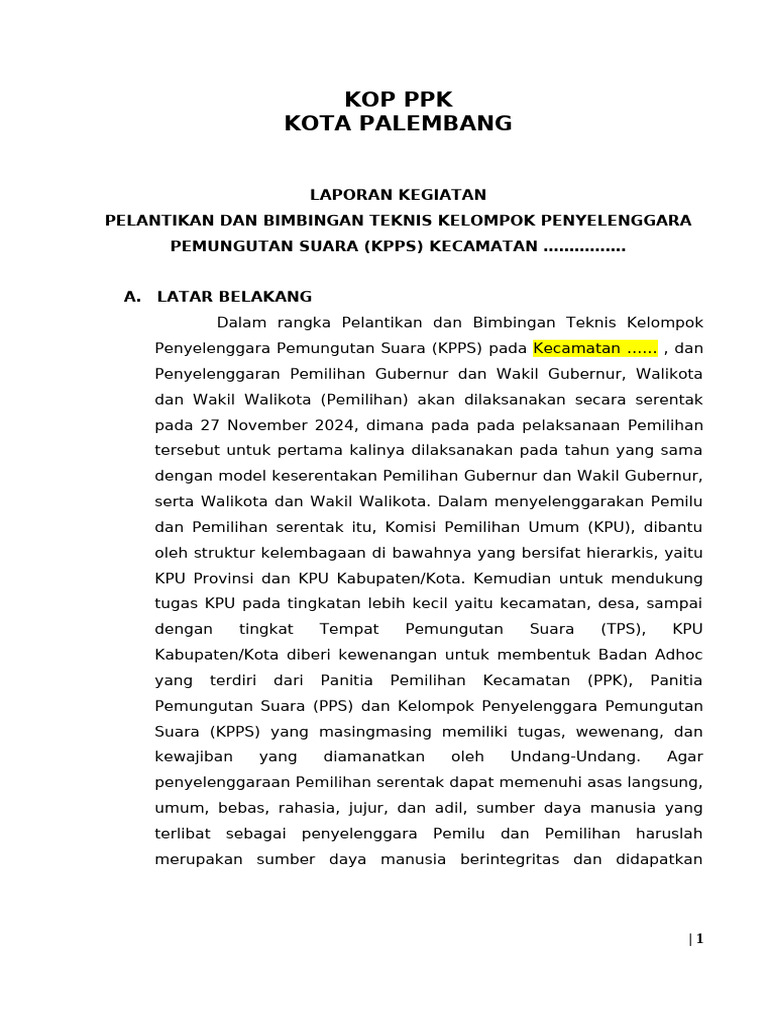 Format Laporan Kpps | PDF
