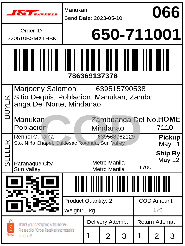 Delivery and Return Details for COD Order | PDF