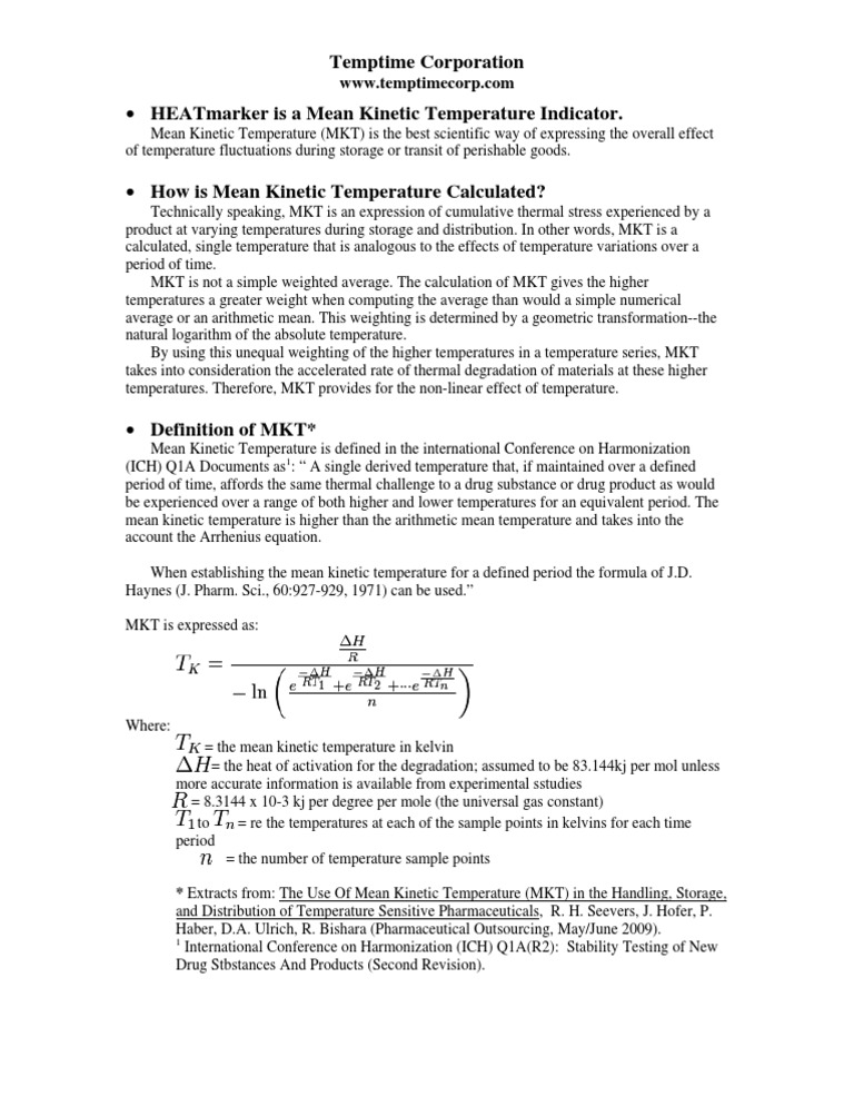 MKT | PDF | Temperature | Mean