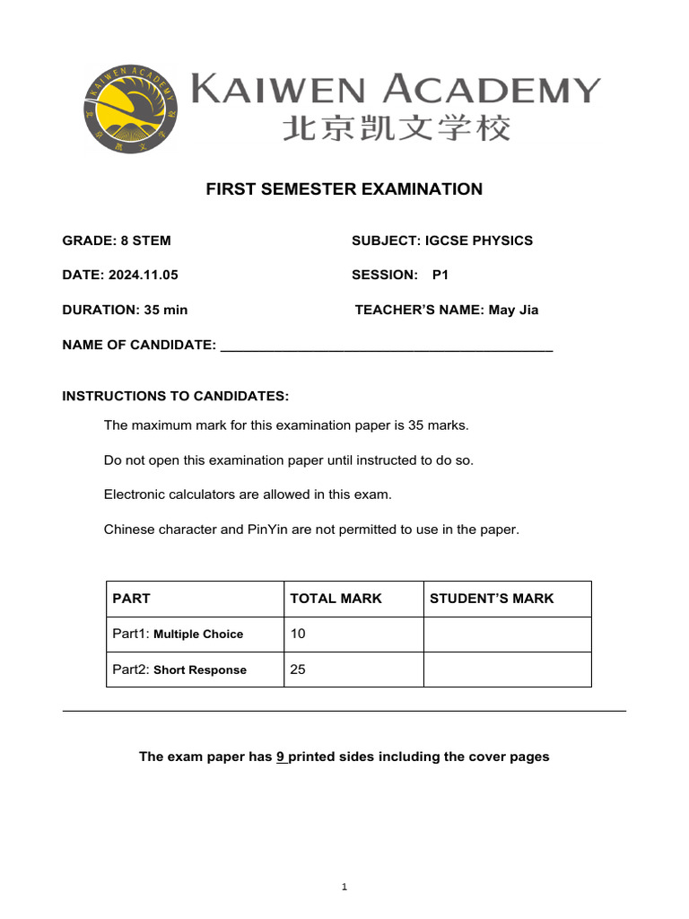 IG PHYSICS G8 | PDF | Force | Mass