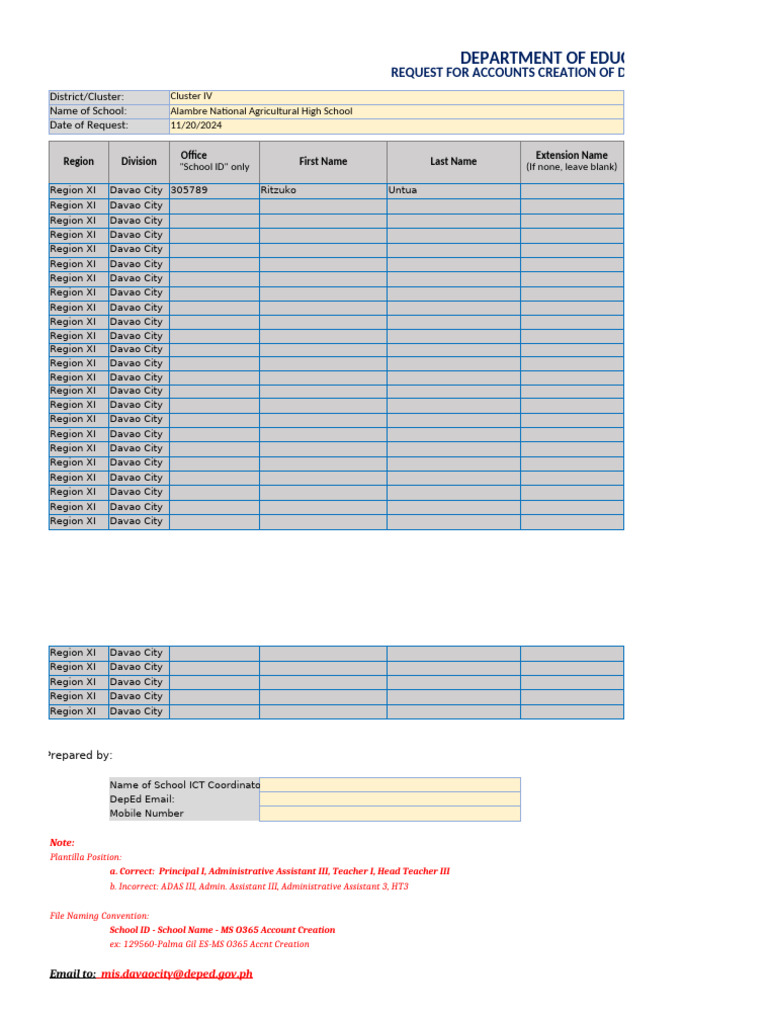 SchoolID-SchoolName-DepEdGoogle & Microsoft365-Account-Request Form ...