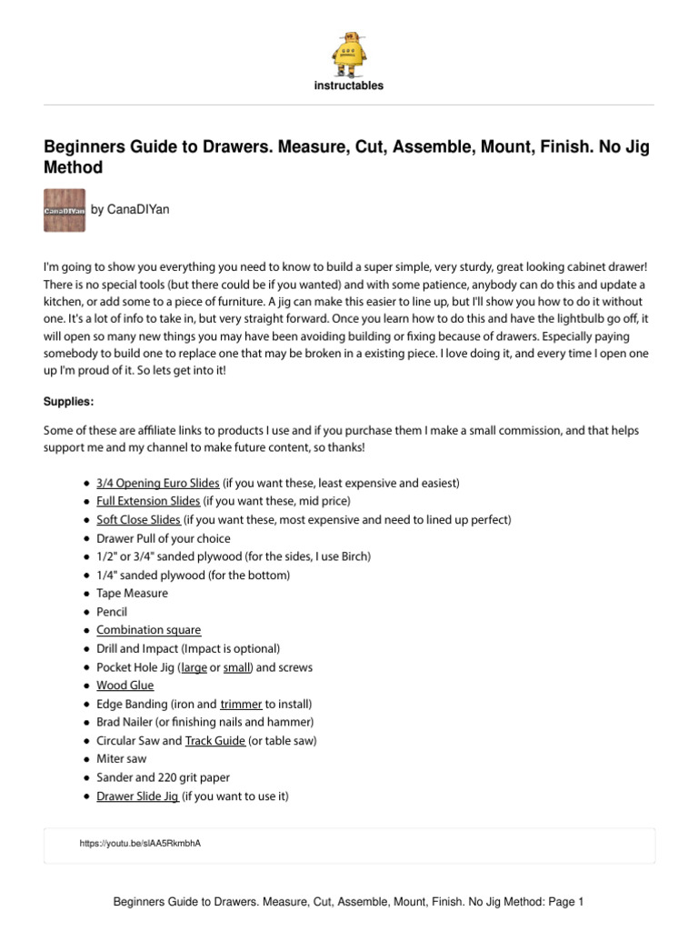 Measuring and Building Drawers Guide | PDF | Drawing | Cabinetry