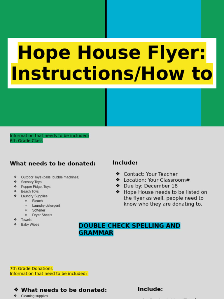 Hope House Flyer Instructions 2024 | PDF | Cleaning | Hygiene