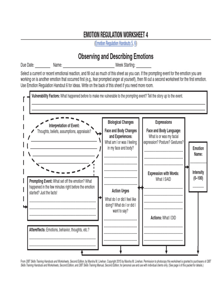 Emotional Regulation Worksheets | PDF | Emotions | Dialectical Behavior ...