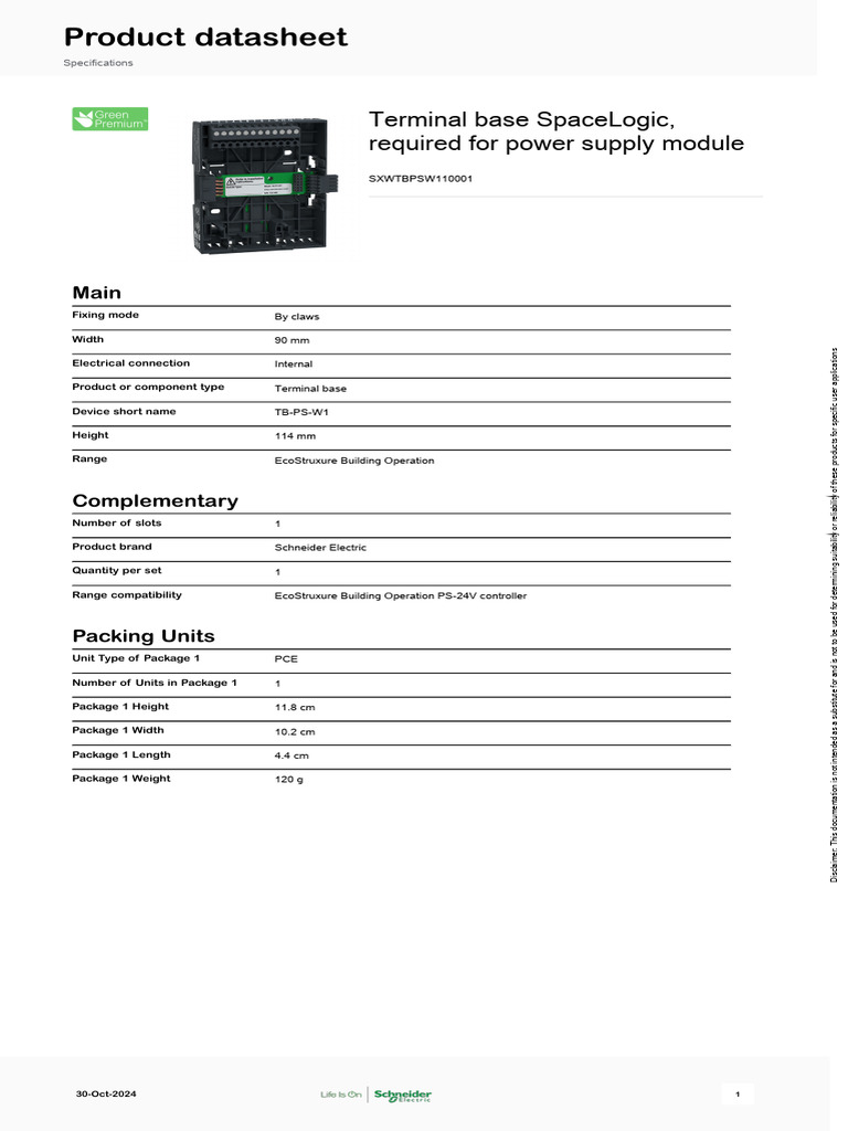 Schneider Electric - SpaceLogic-ASP-Automation-Server - SXWTBPSW110001 | PDF