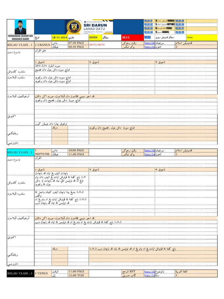 MINGGU 35 ERPH 2024 - Isnin Depan | PDF