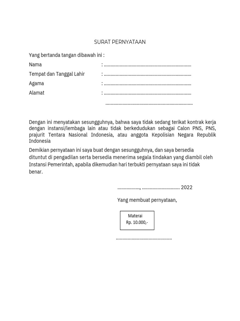Lampiran K Surat Pernyataan .PDF - 20241121 - 075035 - 0000 | PDF | Pengelolaan Keuangan & Uang ...