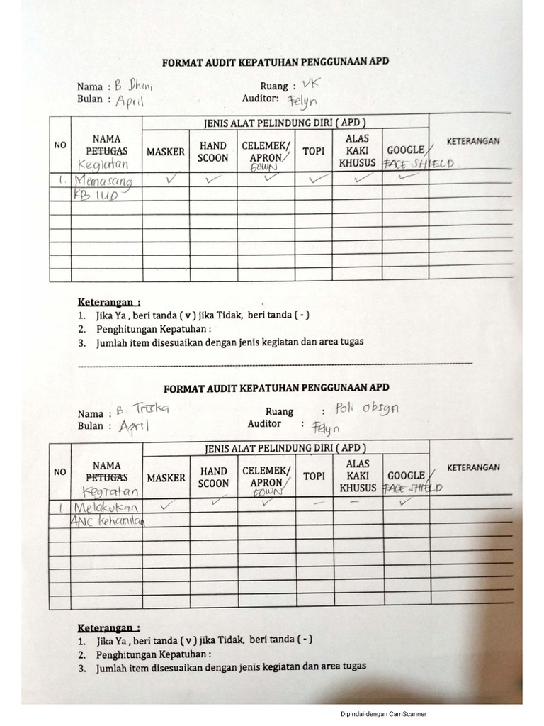 Audit Kepatuhan Penggunaan APD | PDF