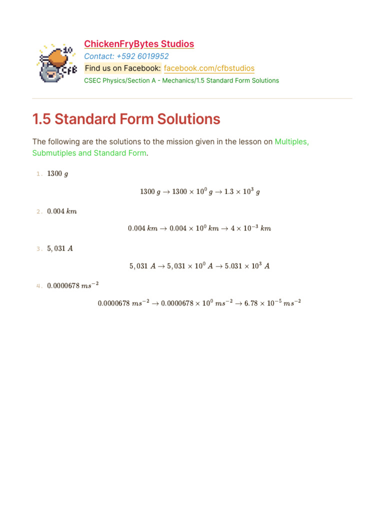 1.5 Standard Form Solutions | PDF | Teaching Methods & Materials