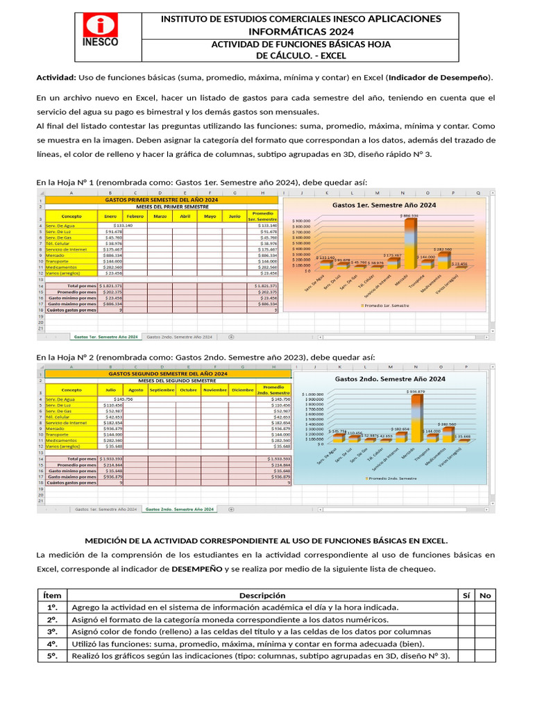 Actividad de Funciones Basicas en La Hoja de Calculo Excel | PDF | Métodos y materiales de enseñanza