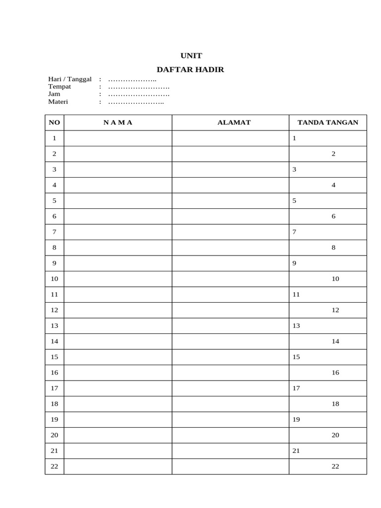 Daftar Hadir Seminar | PDF