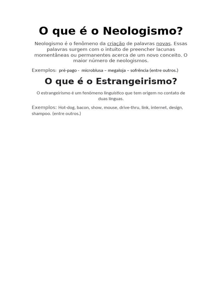 O Que É o Neologismo | PDF