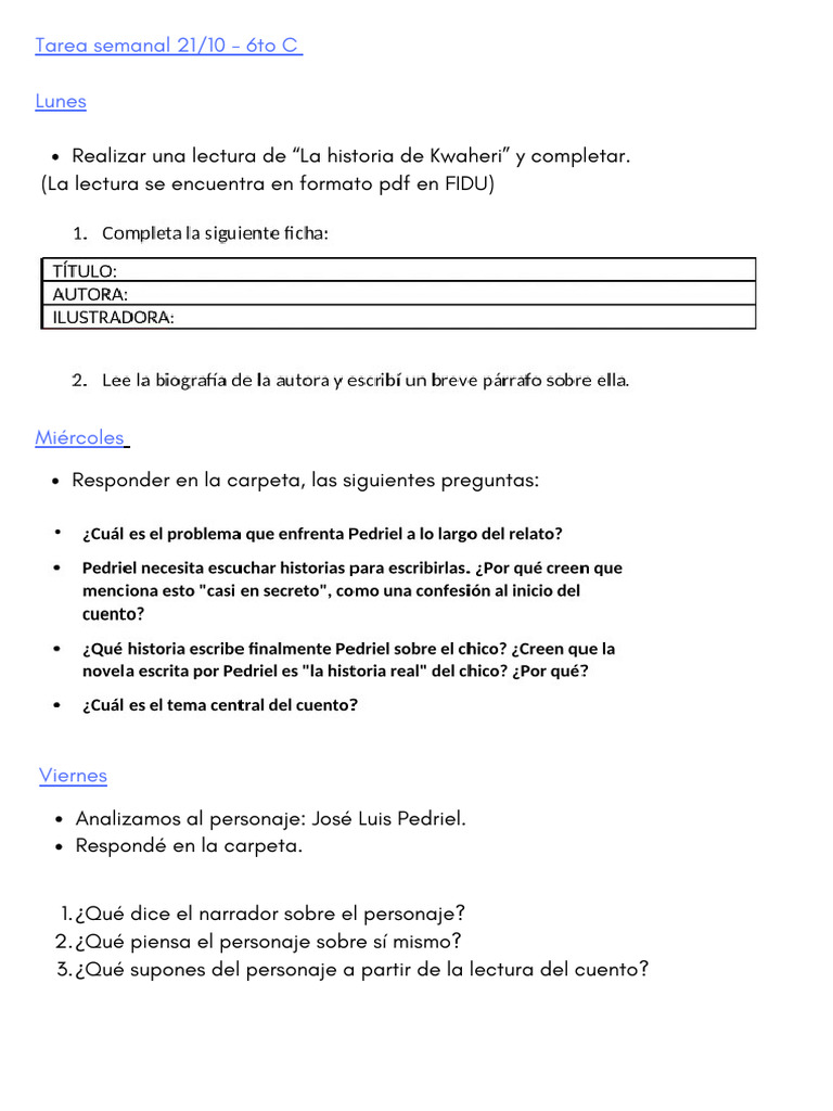 Copia de Tarea Semanal 6to C | PDF