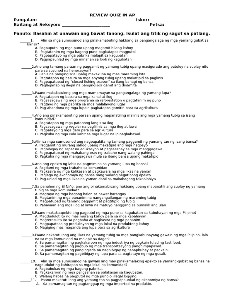 Review Quiz | PDF