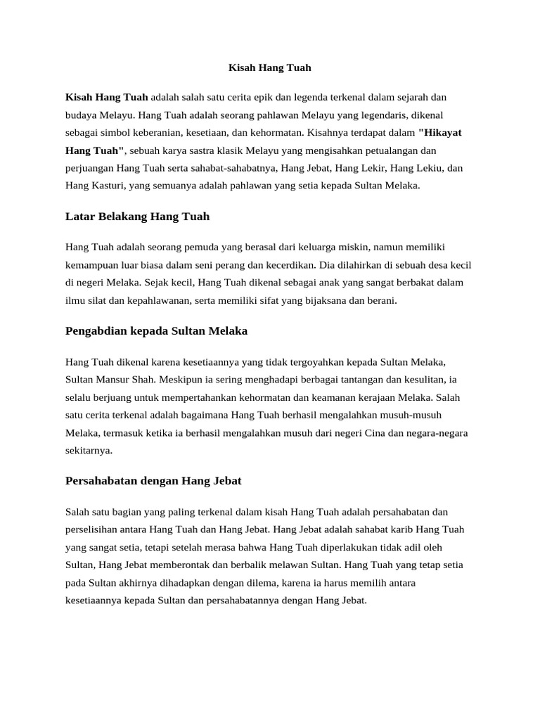Kisah Hang Tuah | PDF
