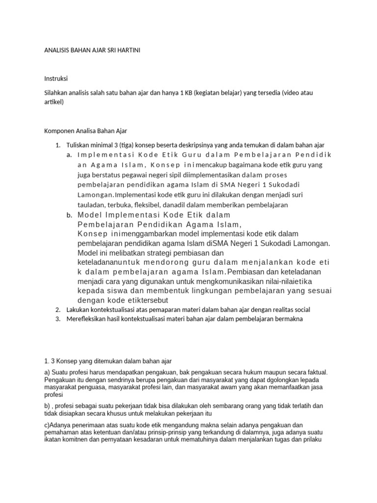 Analisis Bahan Ajar Sri Hartini | PDF | Karier & Perkembangan