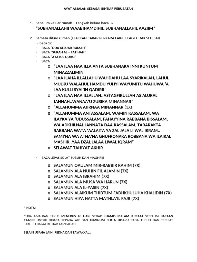 Ayat Amalan Sebagai Ikhtiar Perubatan | PDF | Agama & Spiritualitas