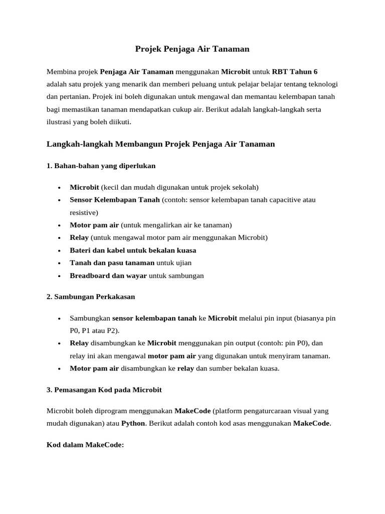 Projek Penjaga Air Tanaman | PDF | Teknologi & Rekayasa