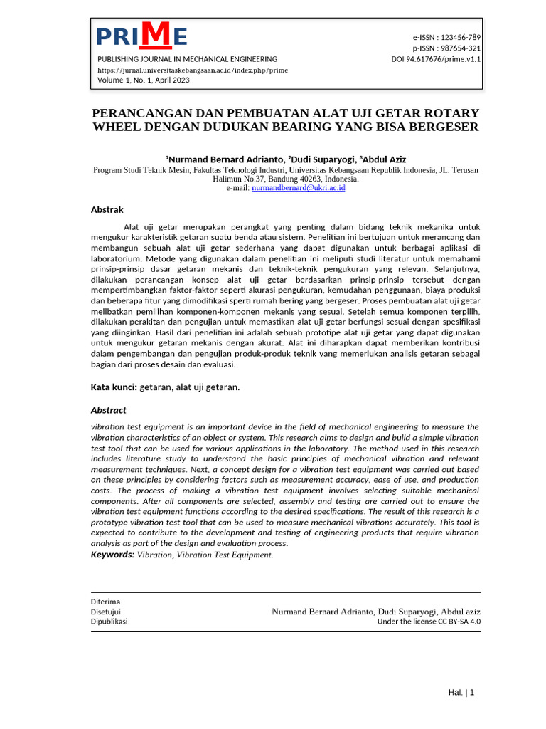 Alat Uji Getar Rotary Wheel Inovatif | PDF | Teknologi & Rekayasa