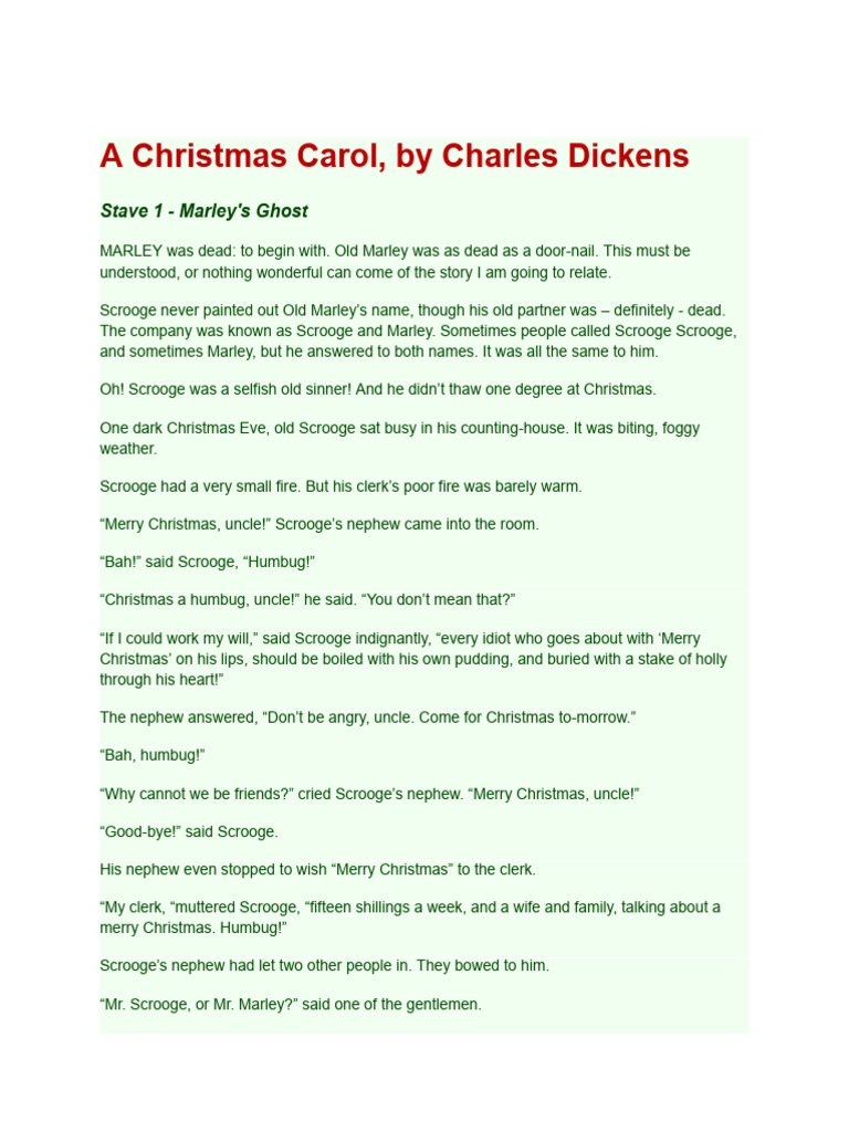 A Christmas Carol, by Charles Dickens | PDF | Ebenezer Scrooge | A ...