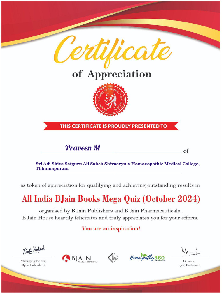 October Mega Quiz Winner Certificate 2024 | PDF
