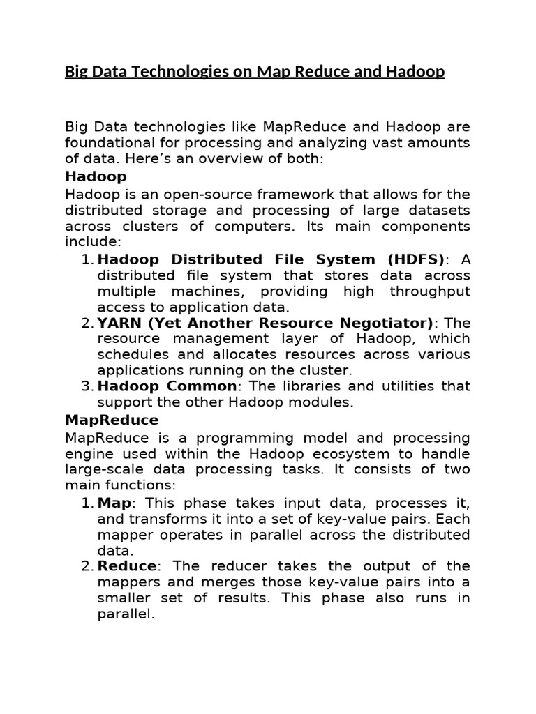 Big Data Technologies On Map Reduce and Hadoop | PDF | Apache Hadoop | Map Reduce