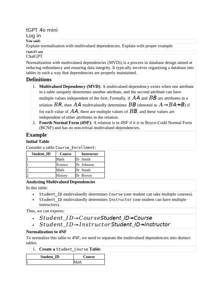 Normalisation Using Multivalued Dependencies | PDF | Data | Databases