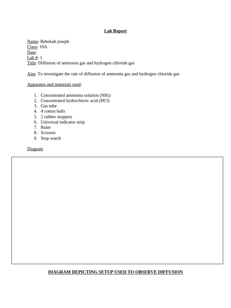 Lab On Diffusion Chemistry | PDF | Acid | Ammonium