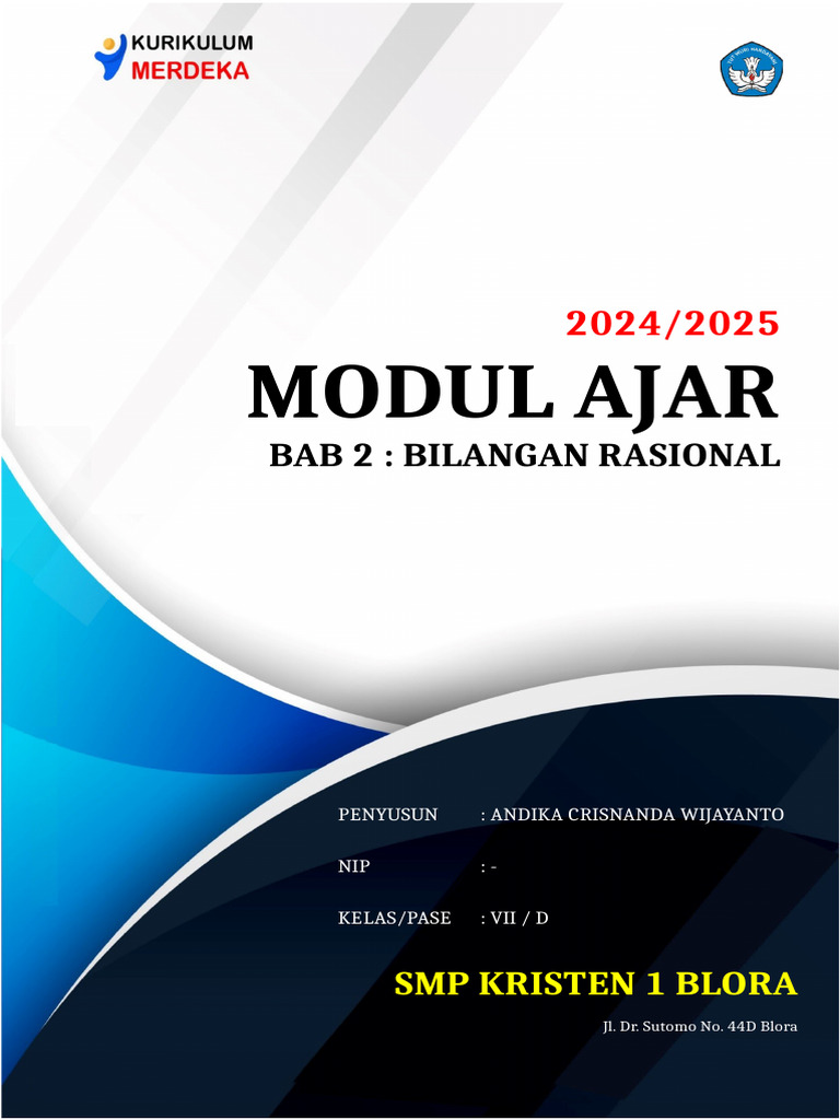 Modul Ajar Matematika Kls 7 Sem 1 - Bab II | PDF