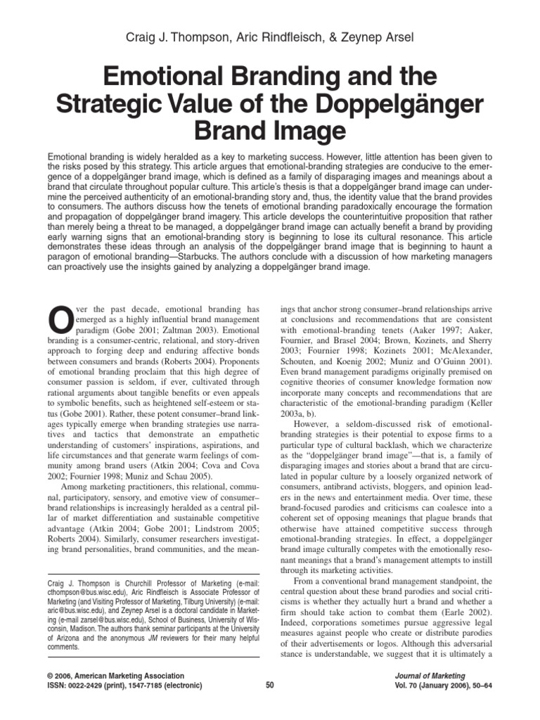 Emotional Branding and The Doppleganger Brand Image - Thompson ...