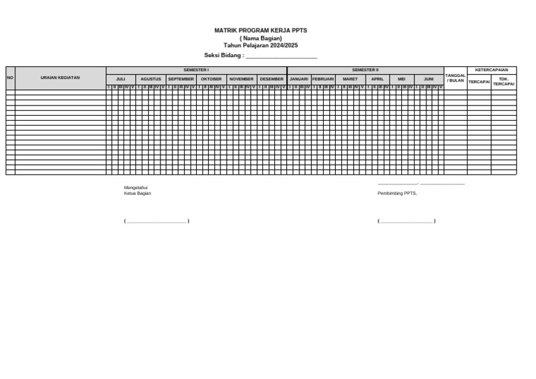 Form Program Kerja PPTS - Matrix Kegiatan | PDF