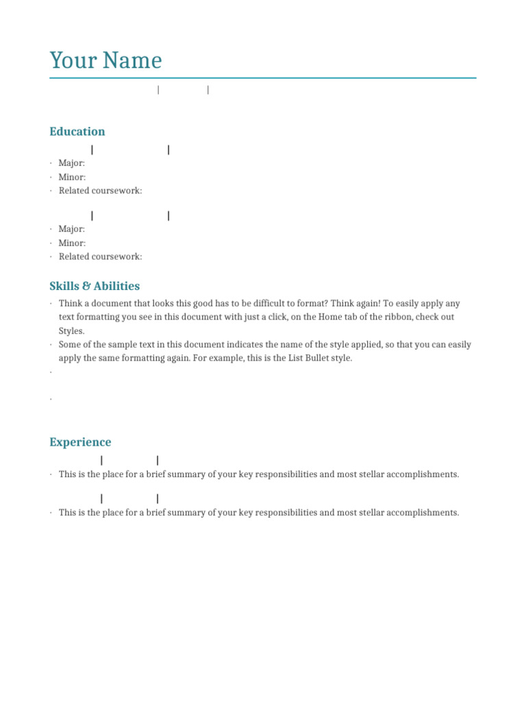 Résumé (Template) | PDF | Language Arts & Discipline | Self-Improvement