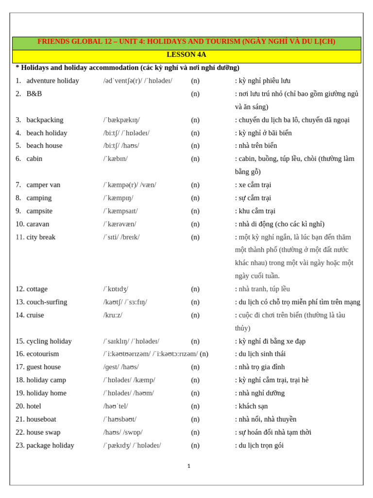 Friends Global - Unit 4 | PDF