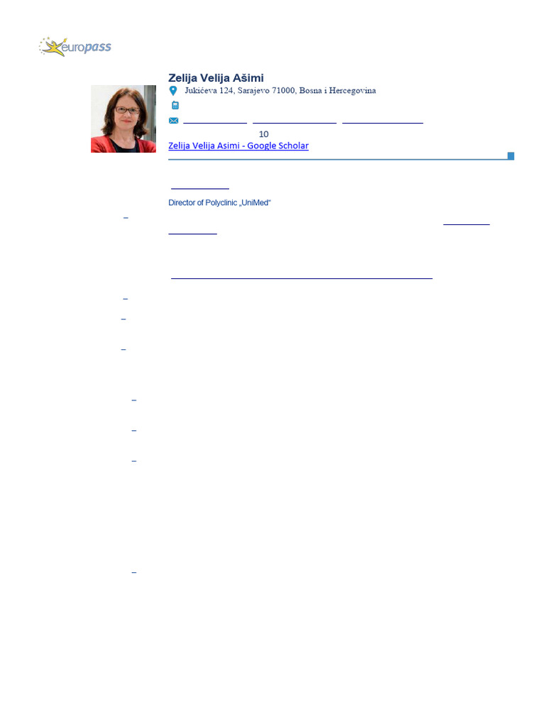 CV of Dr. Zelija Velija Asimi | PDF | Endocrinology | Internal Medicine