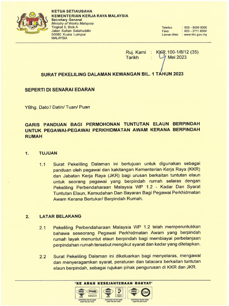 SPDK 012023 GP Elaun Berpindah (09.05.2023) | PDF