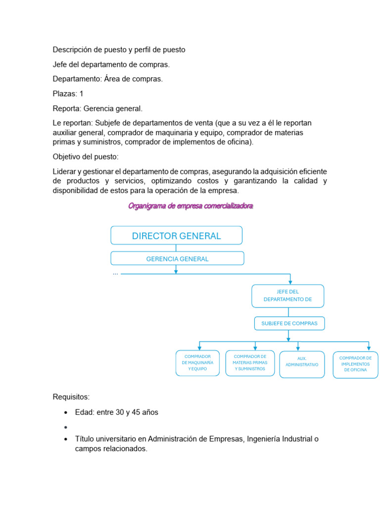 Descripción de Puesto y Perfil de Puesto-Jefe Del Departamento de ...