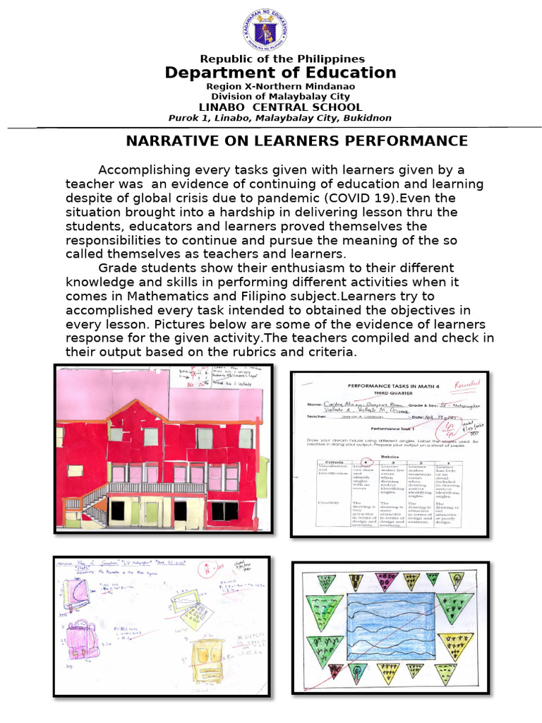 Sample of Learners' Output With Reflection Self-Assessment | PDF